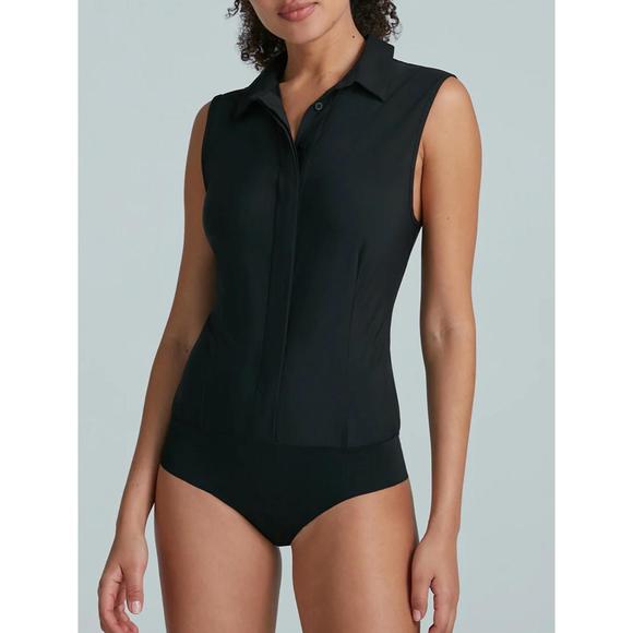 Commando | Tops | New Commando Classic Sleeveless Button Down Bodysuit In Black | Poshmark